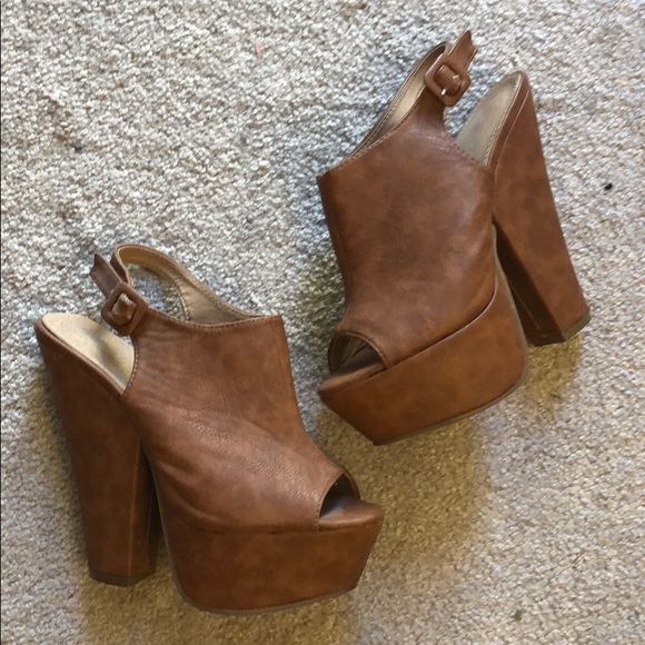 Shoes | Tan Platform Heels | Poshmark